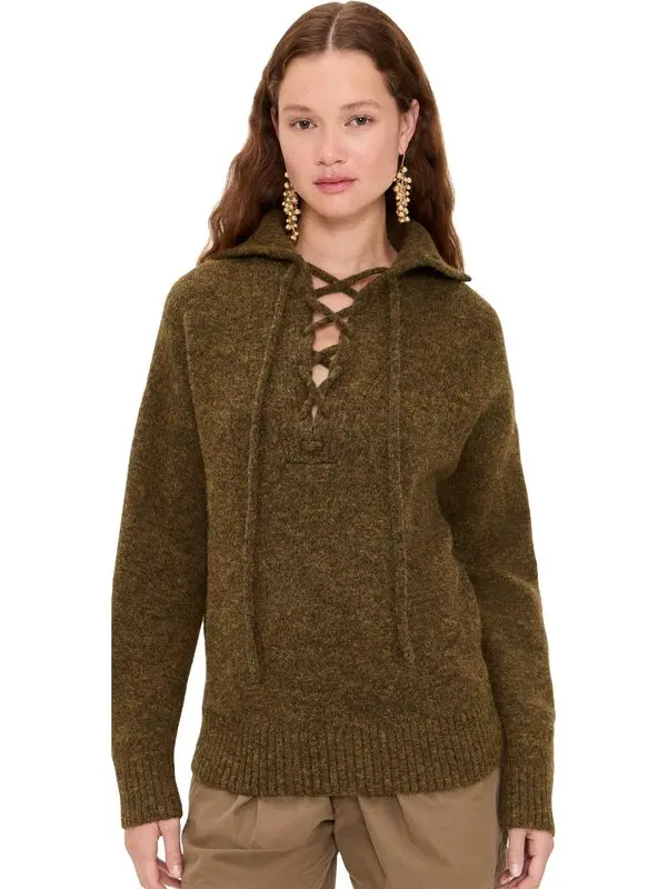 Isabel Marant Phylia Lace-up Baby Alpaca Blend Sweater - Bronze