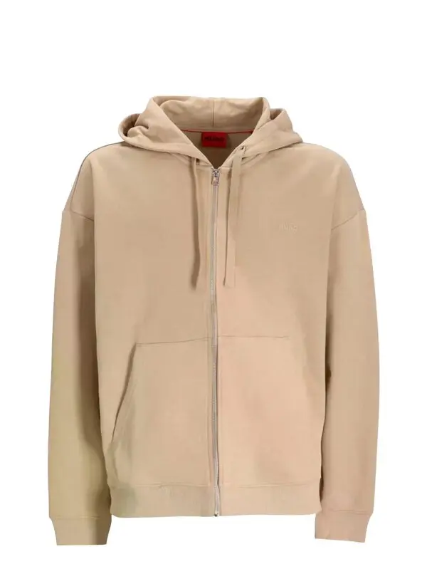 Hugo Hooded Zip-up Sweatshirt - Neutrals