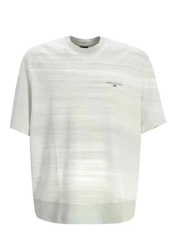 Armani Exchange Striped-pattern Logo-print T-shirt - Grey