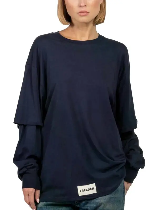 FREEDÉR Double-layered Long-sleeve Top - Blue