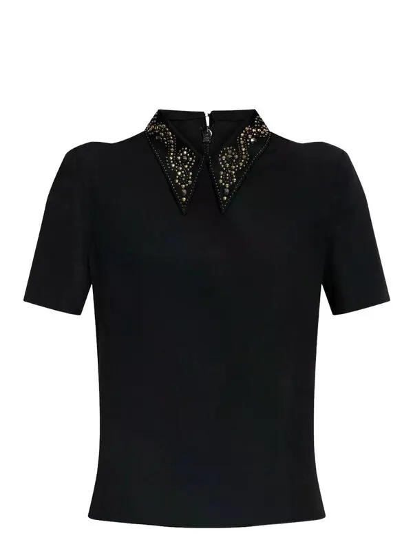 Versace Embellished-collar Short-sleeve Blouse - Black