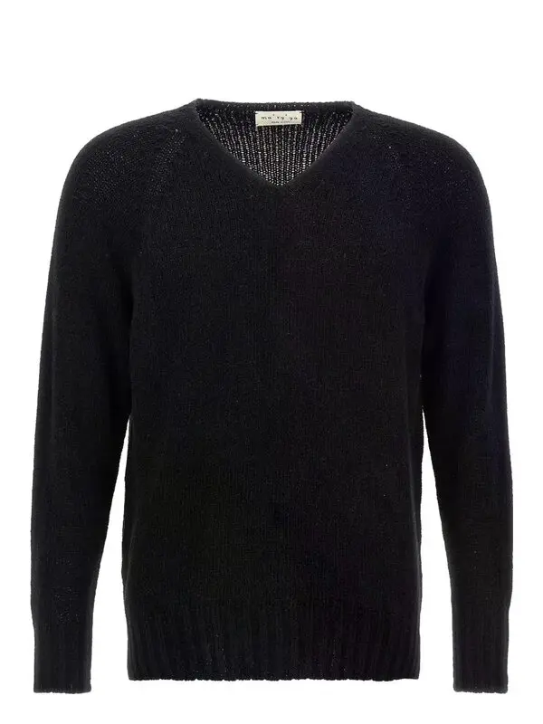 MA'RY'YA V-neck Bouclé Sweater - Black