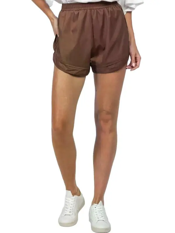 FREEDÉR Layered Elastic-waist Track Shorts - Brown