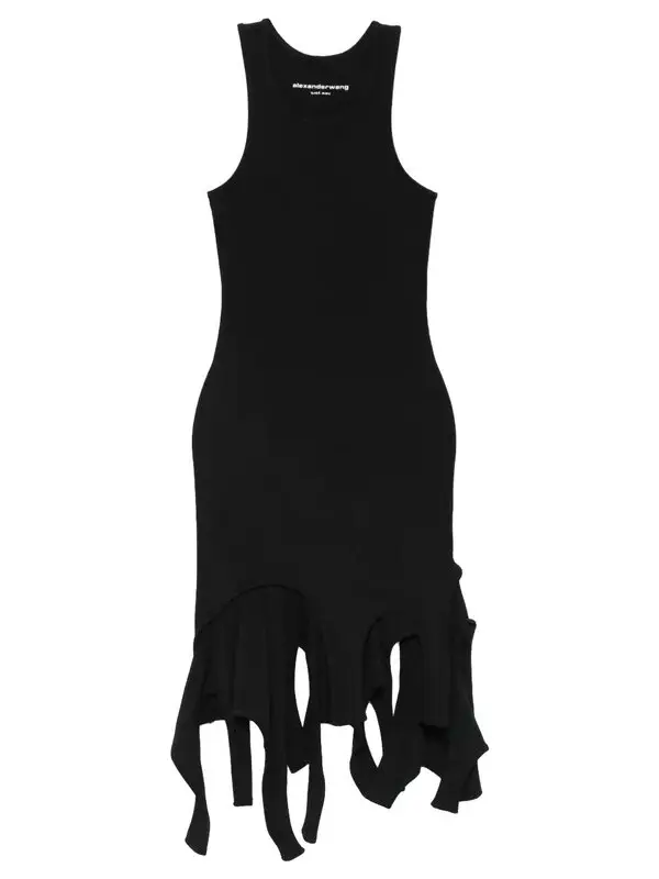Alexander Wang Frayed Racer-neck Mini Dress - Black