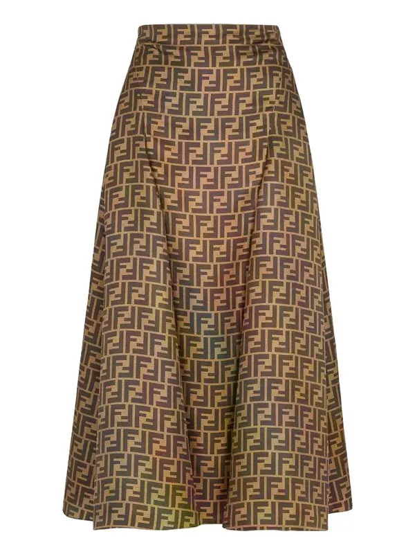 Fendi Ff-print High-waist Skirt - Brown