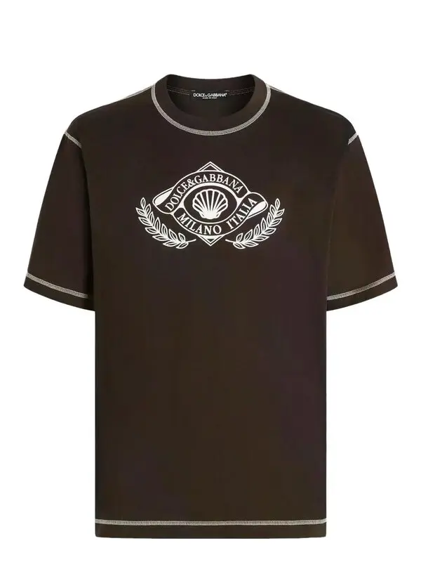 Dolce & Gabbana Logo-stamp T-shirt - Brown