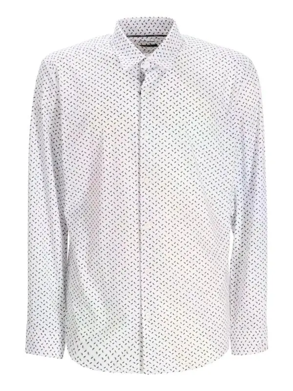 BOSS Long-sleeved Patterned Shirt - White