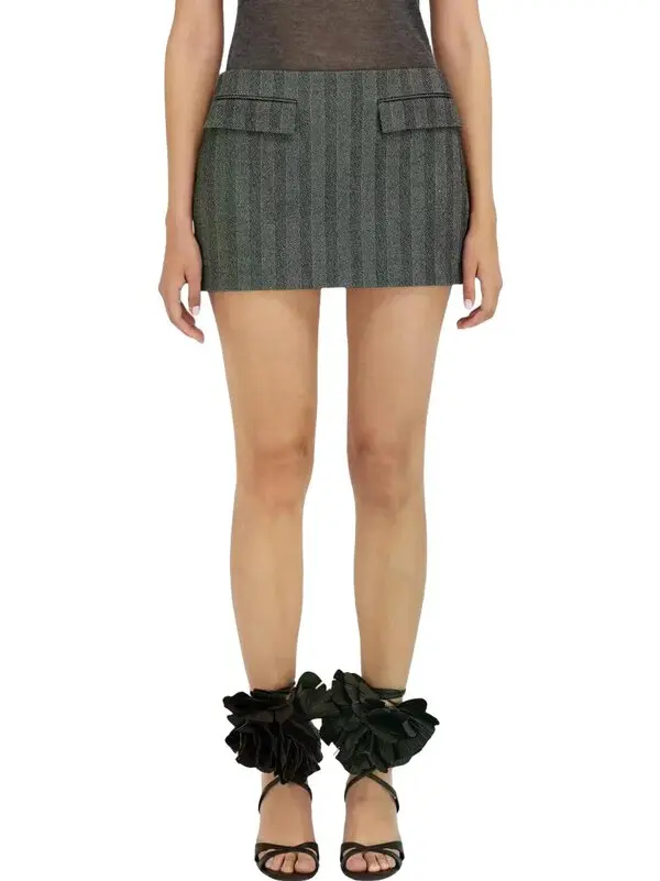 FERRAGAMO Herringbone Mini Skirt - Black