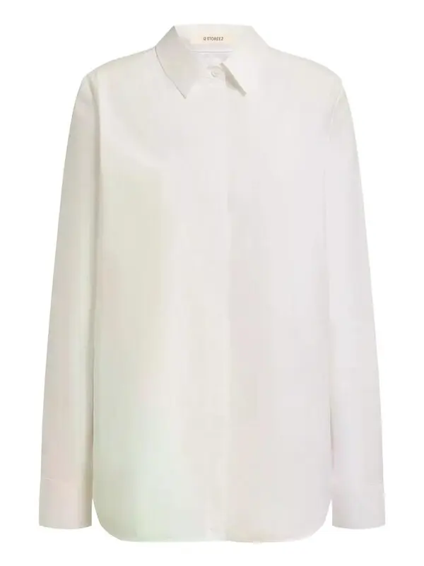 12 STOREEZ Concealed-front Cotton Shirt - White