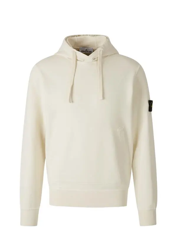 Stone Island Hooded Cotton Sweatshirt - White