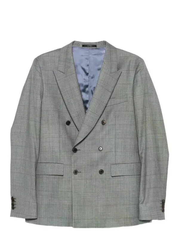 Paul Smith Checked Double-breasted Blazer - Grey