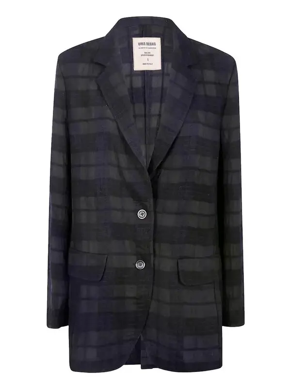 UMA WANG Checked Wool Blazer - Black