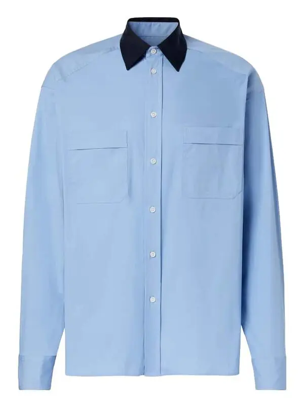 Plan C Cotton-blend Poplin Shirt - Blue