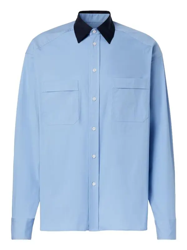 Plan C Cotton-blend Poplin Shirt - Blue