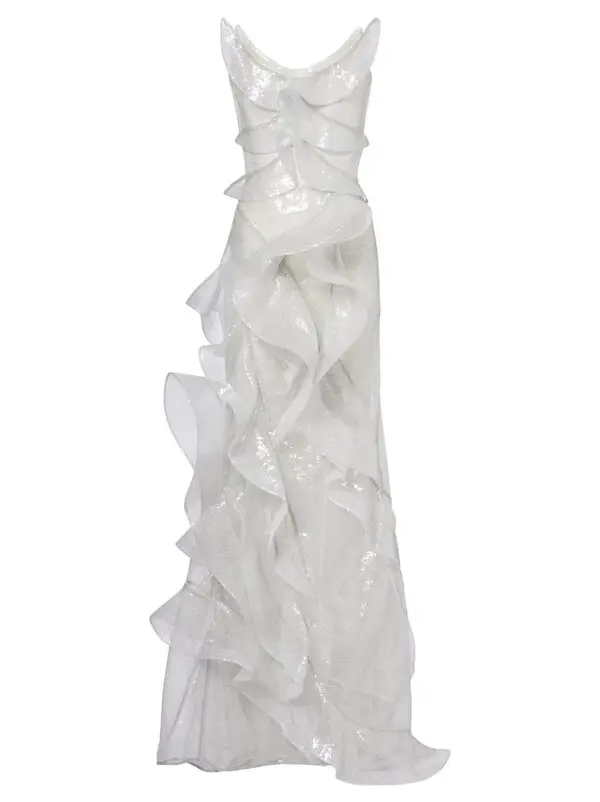 Maticevski Refraction Sequin Gown - White