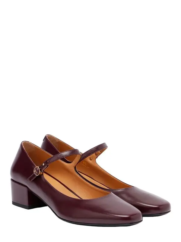 TOD'S Leather Mary Jane Pumps - Burgundy