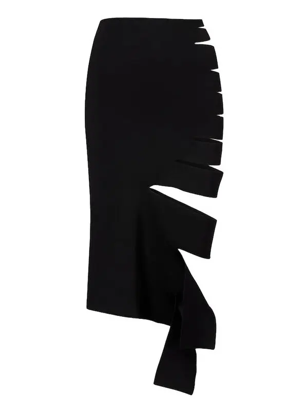 MUGLER Cut-out Midi Skirt - Black