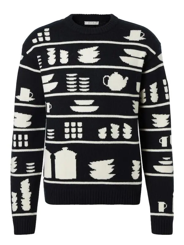 JW Anderson Jacquard Wool Crewneck Sweater - Black