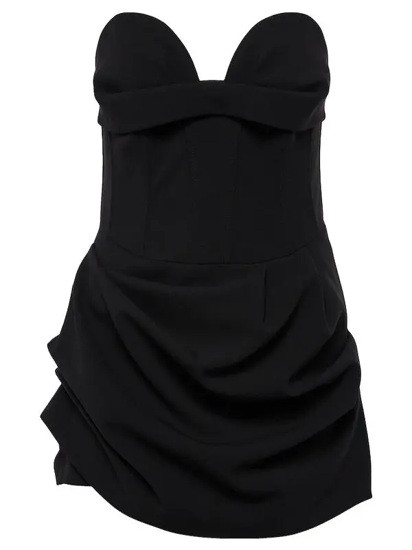Magda Butrym Draped Wool-blend Bustier Dress - Black