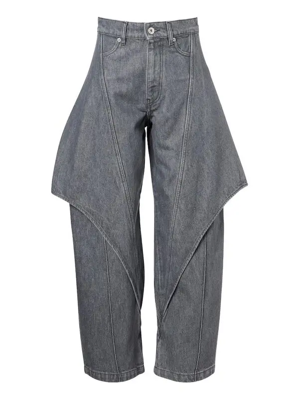 JW Anderson Cropped Mid-rise Wide-leg Jeans - Grey