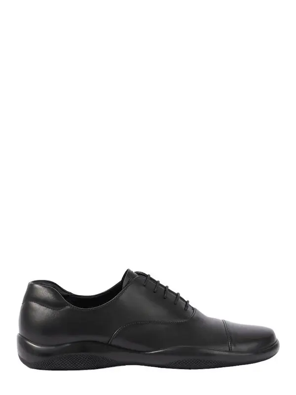 Prada Toblach Leather Lace-up Sneakers - Black
