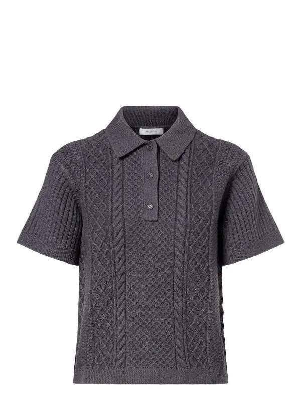 JW Anderson Cable-knit Wool And Cotton-blend Polo Shirt - Grey