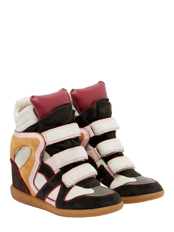 Isabel Marant Bekett Suede And Leather Wedge Sneakers - Multicoloured