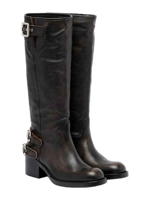 Chloé Dakota Leather Knee-high Biker Boots - Black