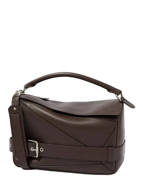 Loewe Puzzle Biker Large Leather Shoulder Bag - Brown