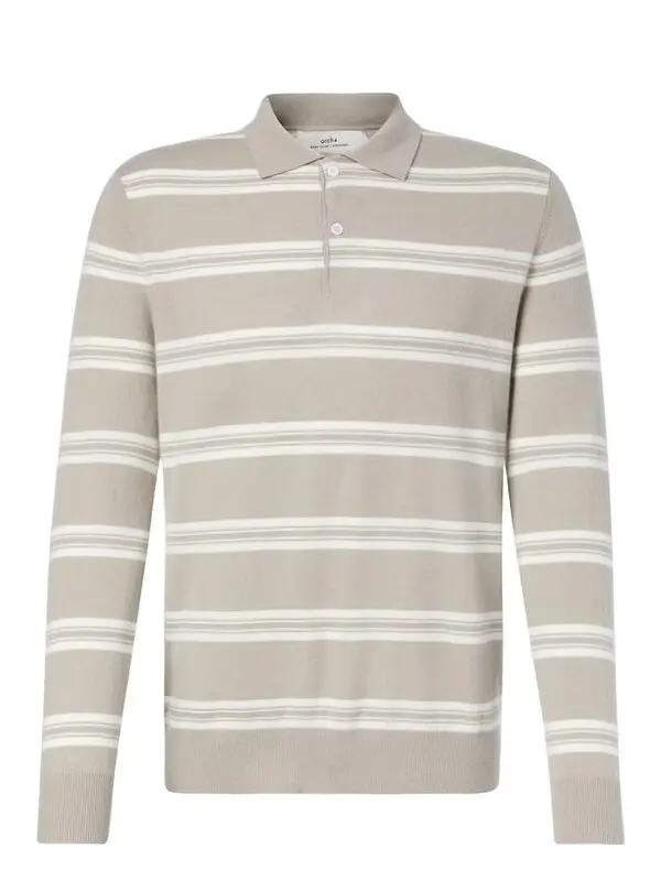 Arch4 Mr Swansea Striped Cashmere Polo Sweater - Beige