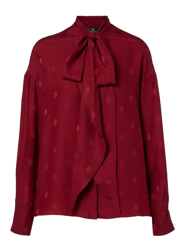 Etro Jacquard Silk Crêpe De Chine Blouse - Red