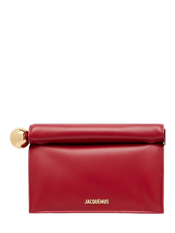 Jacquemus La Pochette Rond Carré Small Leather Clutch - Red