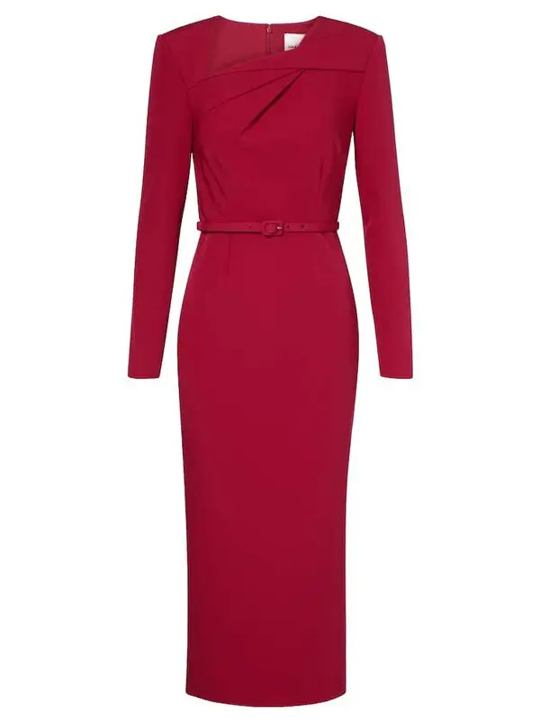 Roland Mouret Belted Crêpe Midi Dress - Pink