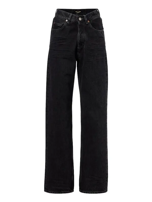 Saint Laurent V-waist Wide-leg Jeans In 50s - Black