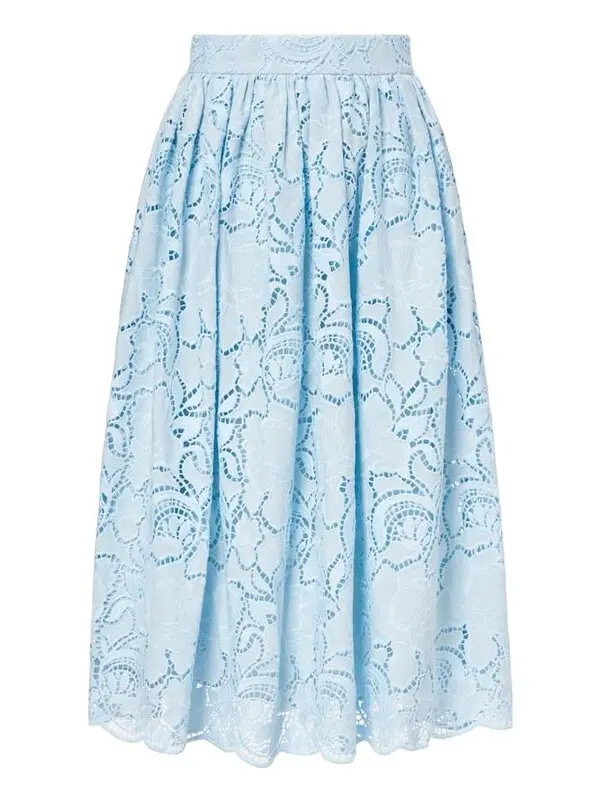 Erdem Laser-cut Pleated Skirt - Blue