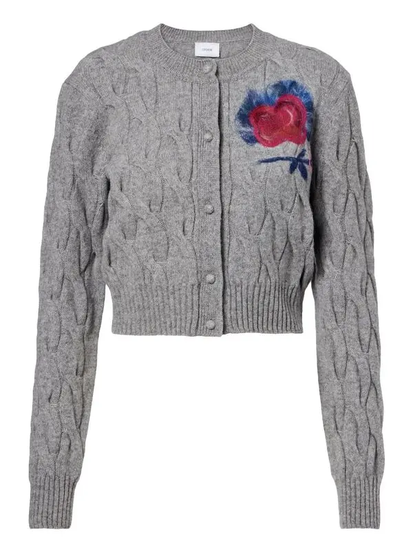 Erdem Cable-knit Wool-blend Cardigan - Grey