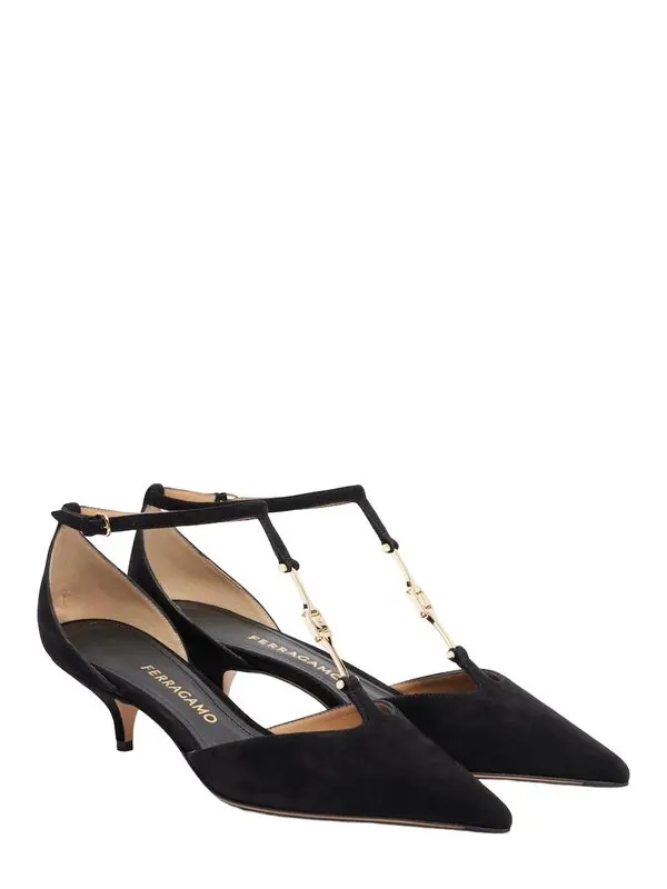 FERRAGAMO Traci 40 Suede Pumps - Black