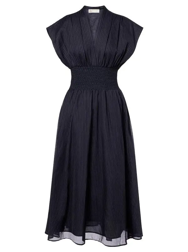 Tory Burch Striped Cotton Midi Dress - Blue