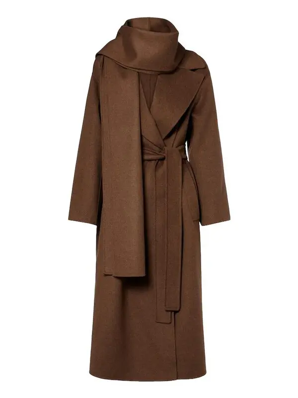 Max Mara Curoe Virgin Wool Wrap Coat - Brown