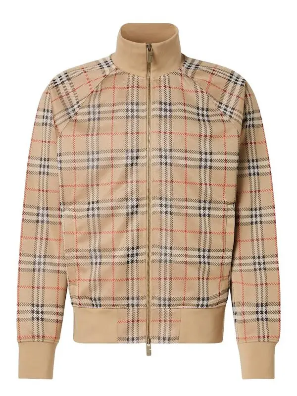 Burberry Check Jersey Bomber Jacket - Beige