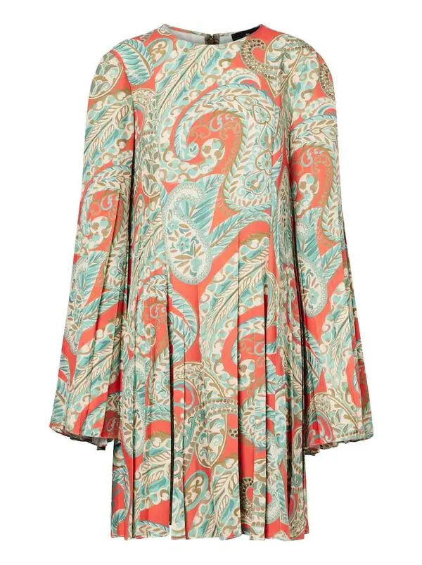 Etro Paisley Pleated Minidress - Multicoloured