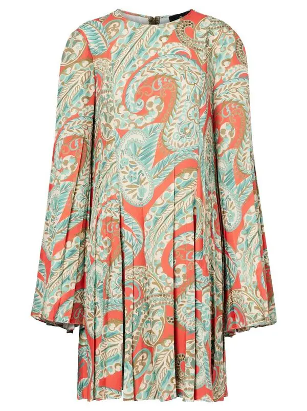 Etro Paisley Pleated Minidress - Multicoloured
