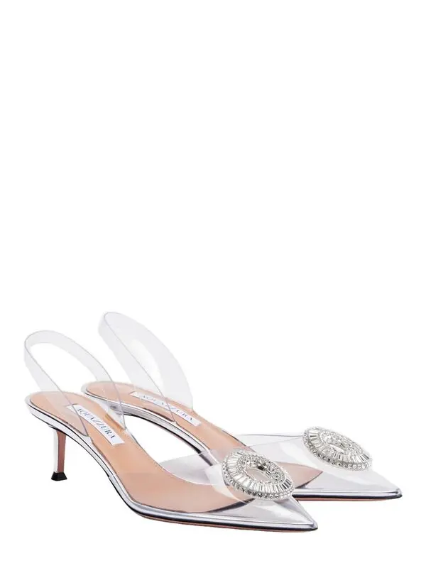 AQUAZZURA Crystal Hoop 50 Pvc Slingback Pumps - Transparent
