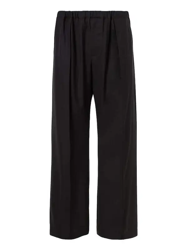 Plan C Wool Wide-leg Pants - Black