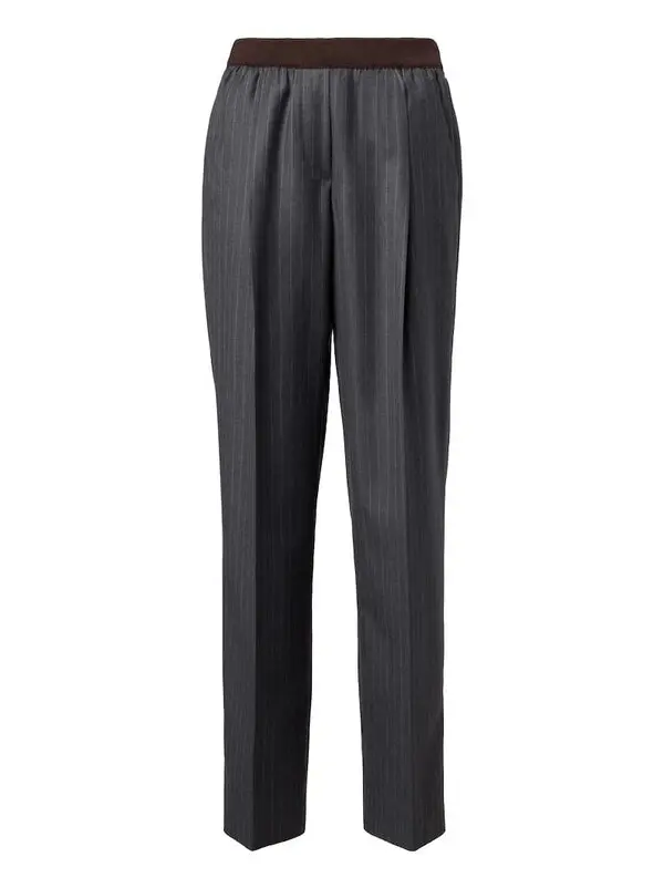 Miu Miu Pinstripe Virgin Wool Wide-leg Pants - Grey