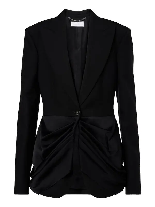 Stella McCartney Draped Satin-trimmed Wool Blazer - Black