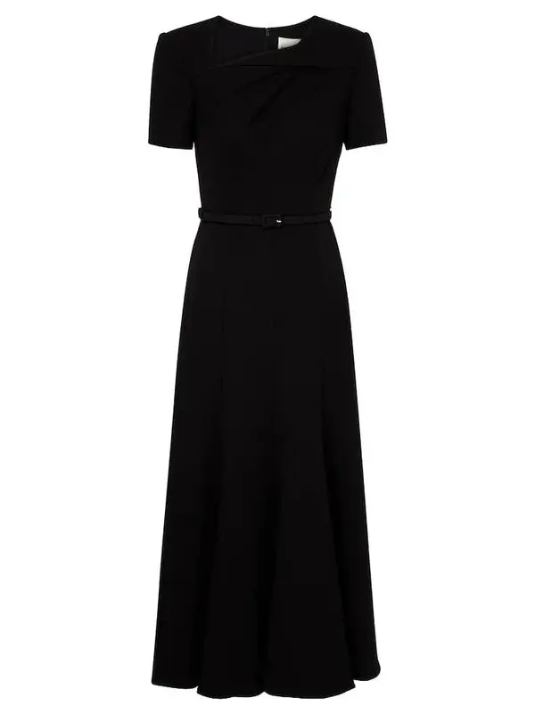 Roland Mouret Belted Crêpe Midi Dress - Black