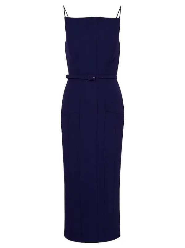 Roland Mouret Belted Crêpe Midi Dress - Blue