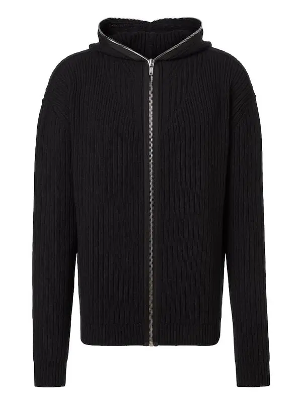 Rick Owens Ribbed Virgin Wool Zip-up Sweater - Black