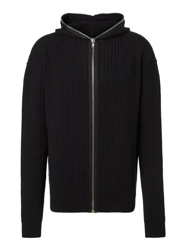 Rick Owens Ribbed Virgin Wool Zip-up Sweater - Black